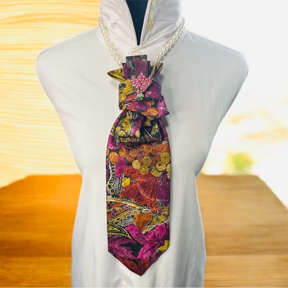 Linea nuovo | Jewelry | Vibrant Pink And Gold Womens Necktie With ...